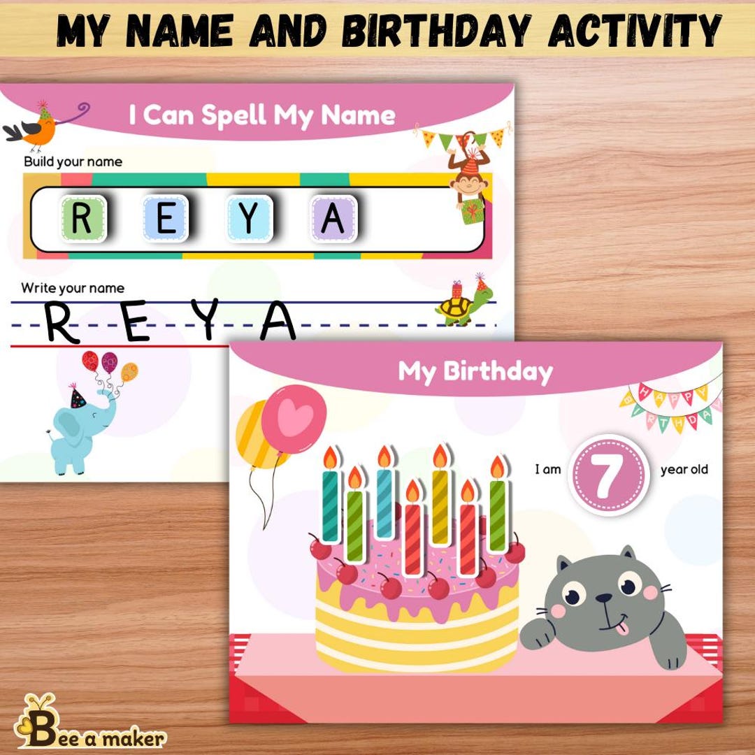 My Name and Birthday Activity Printable | Busy Book Page | Preschool ...