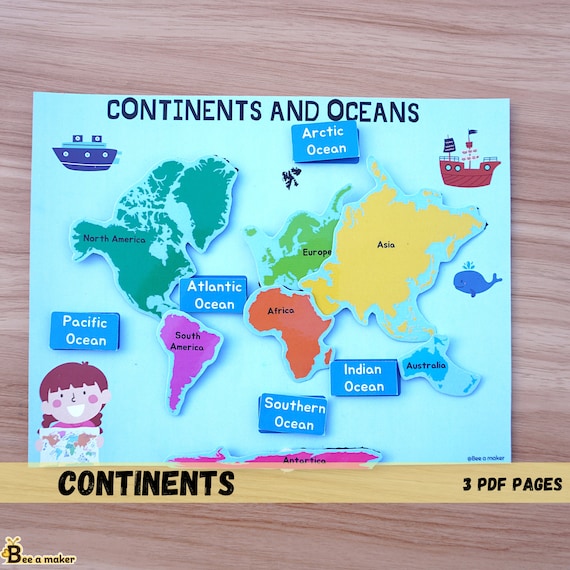 World Map Labeled Continents And Oceans