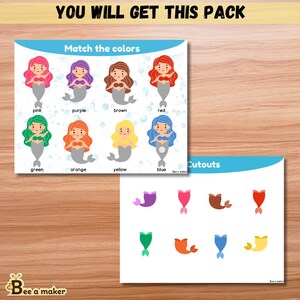 Mermaid Color Matching Activity | Printable Busy Book Page for Toddlers ...