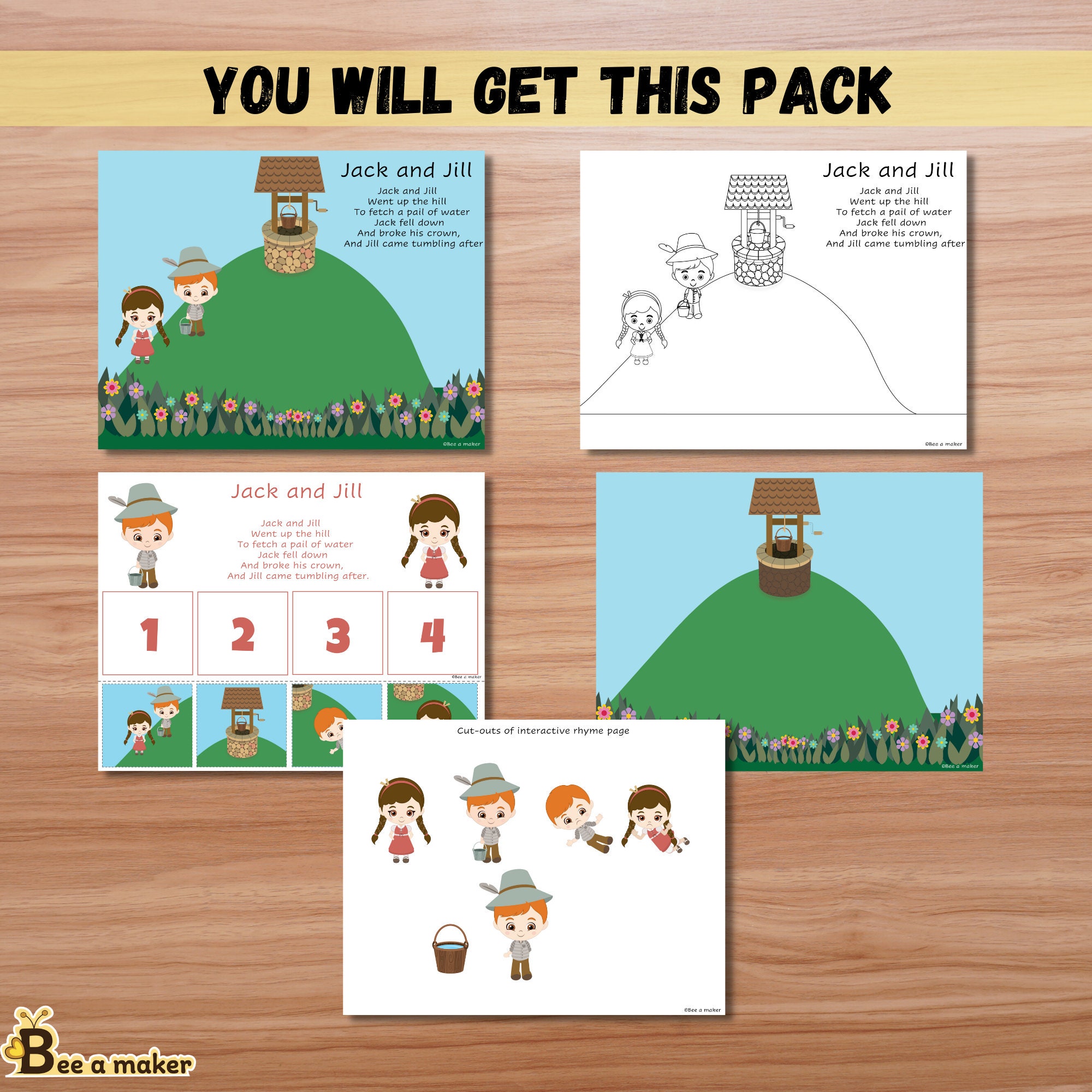 Jack and Jill Nursery Rhyme Busy Book Page Activity and Sequencing - Etsy