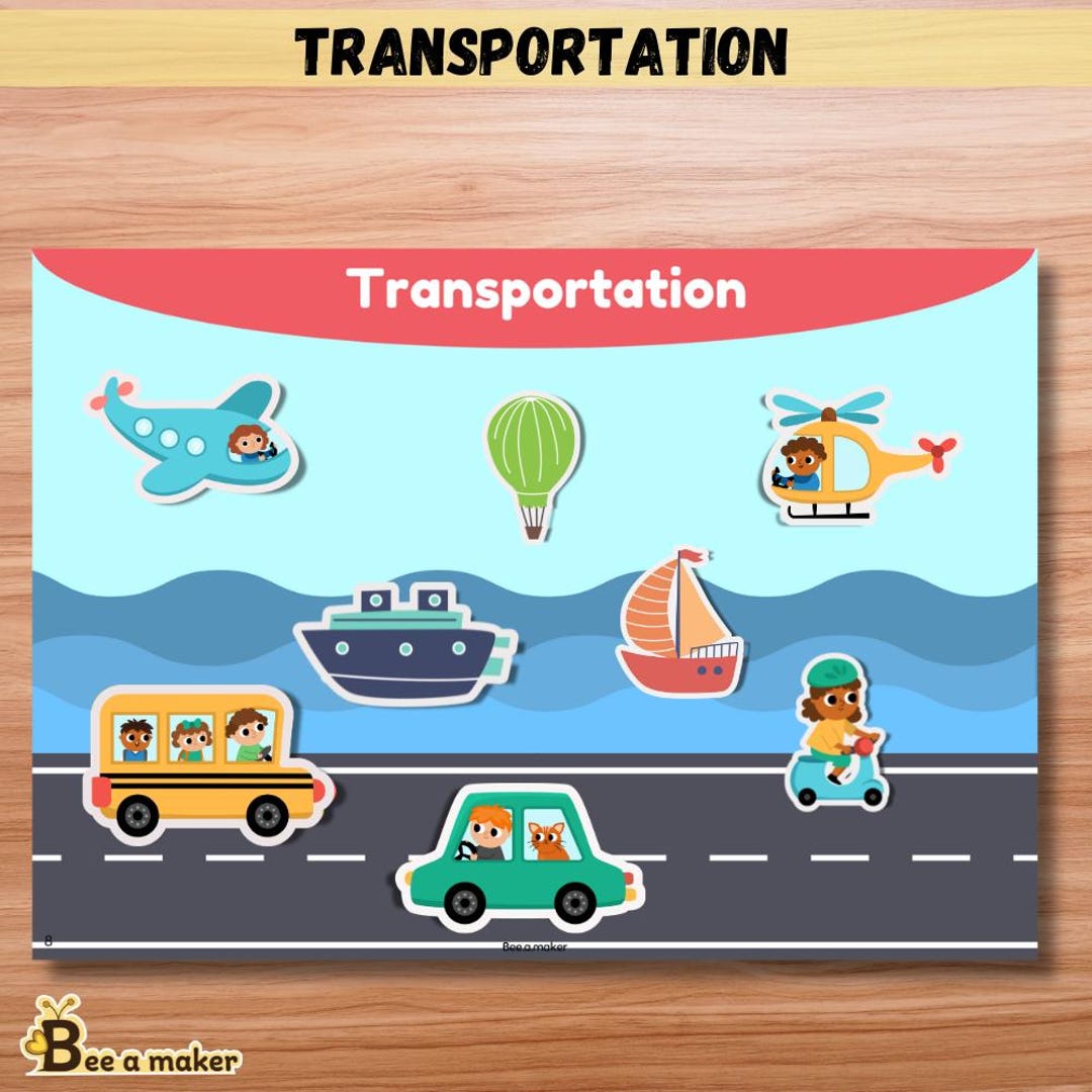 Transportation Busy Book Page | Printable Toddler Activity | Preschool ...