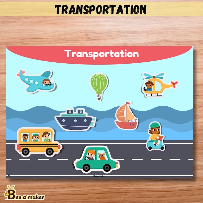 Transportation Busy Book Page | Printable Toddler Activity | Preschool ...