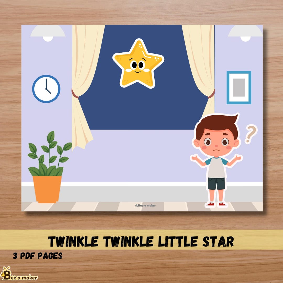 Twinkle Twinkle Little Star, Nursery Rhyme Busy Book Page Activity for ...