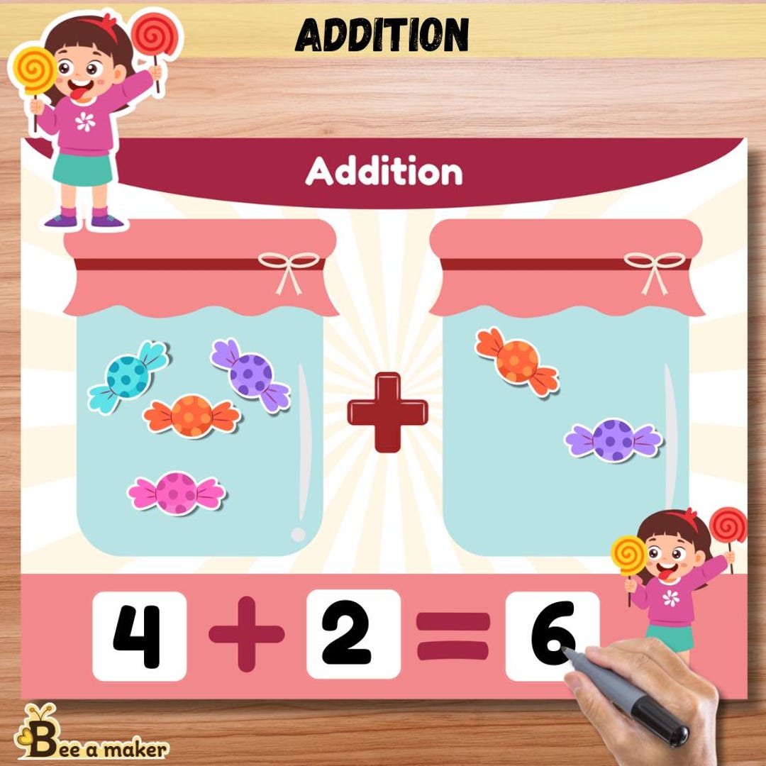 Candy Jar Addition Busy Book Page – Printable Math Activity for Kids ...