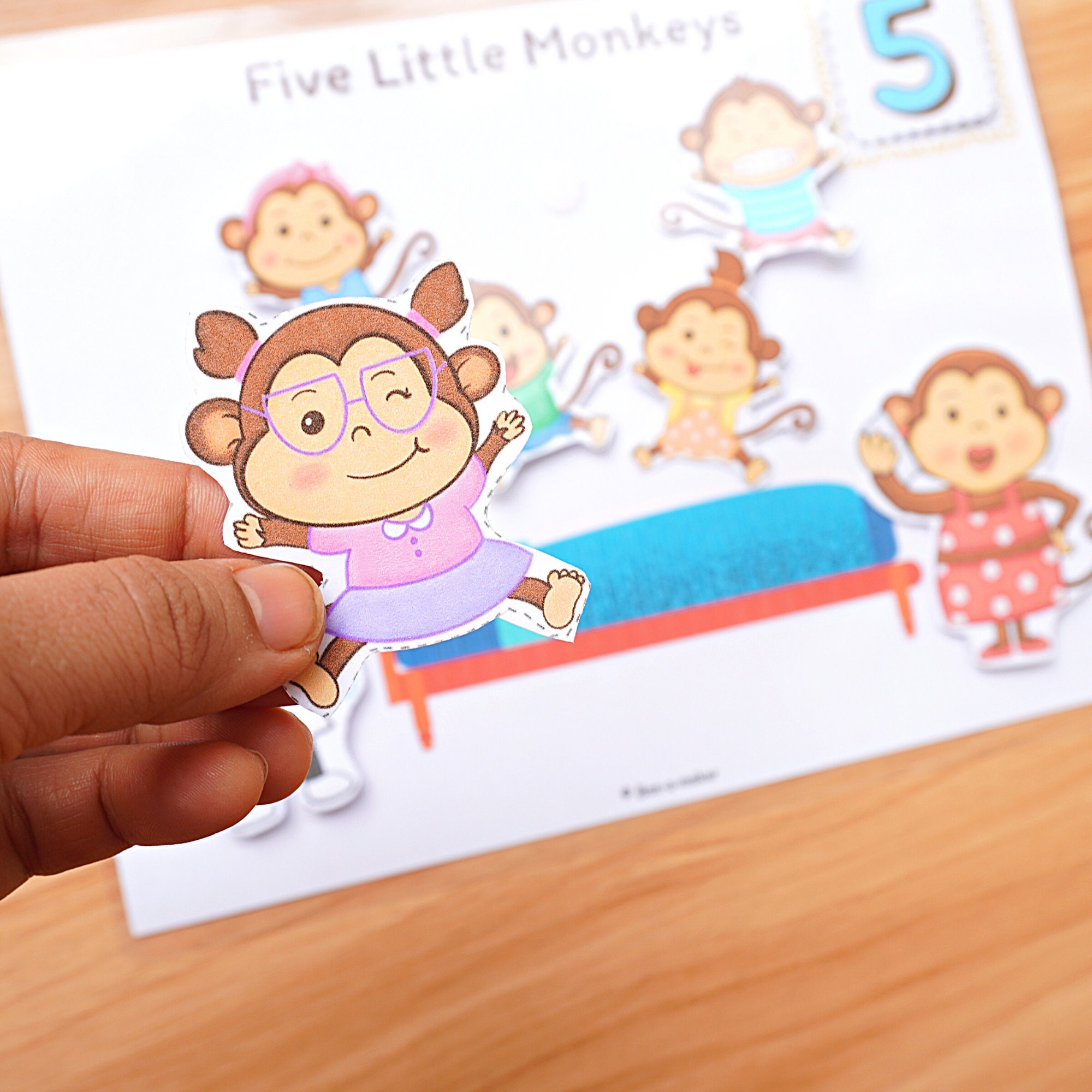 Five Little Monkeys Printable Nursery Rhyme Song Activity - Etsy