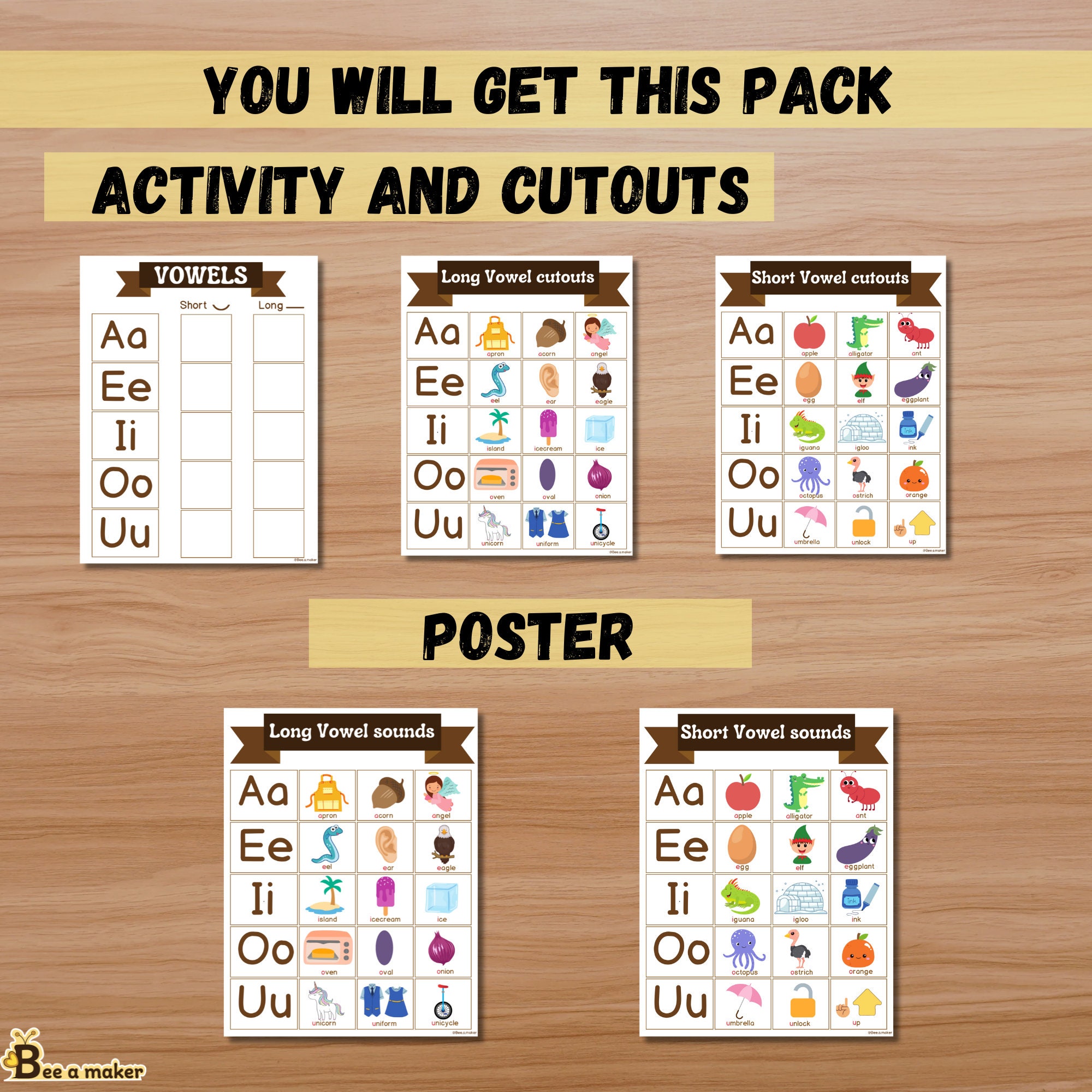 Vowel Short Vowel and Long Vowel Sorting Busy Book Page - Etsy