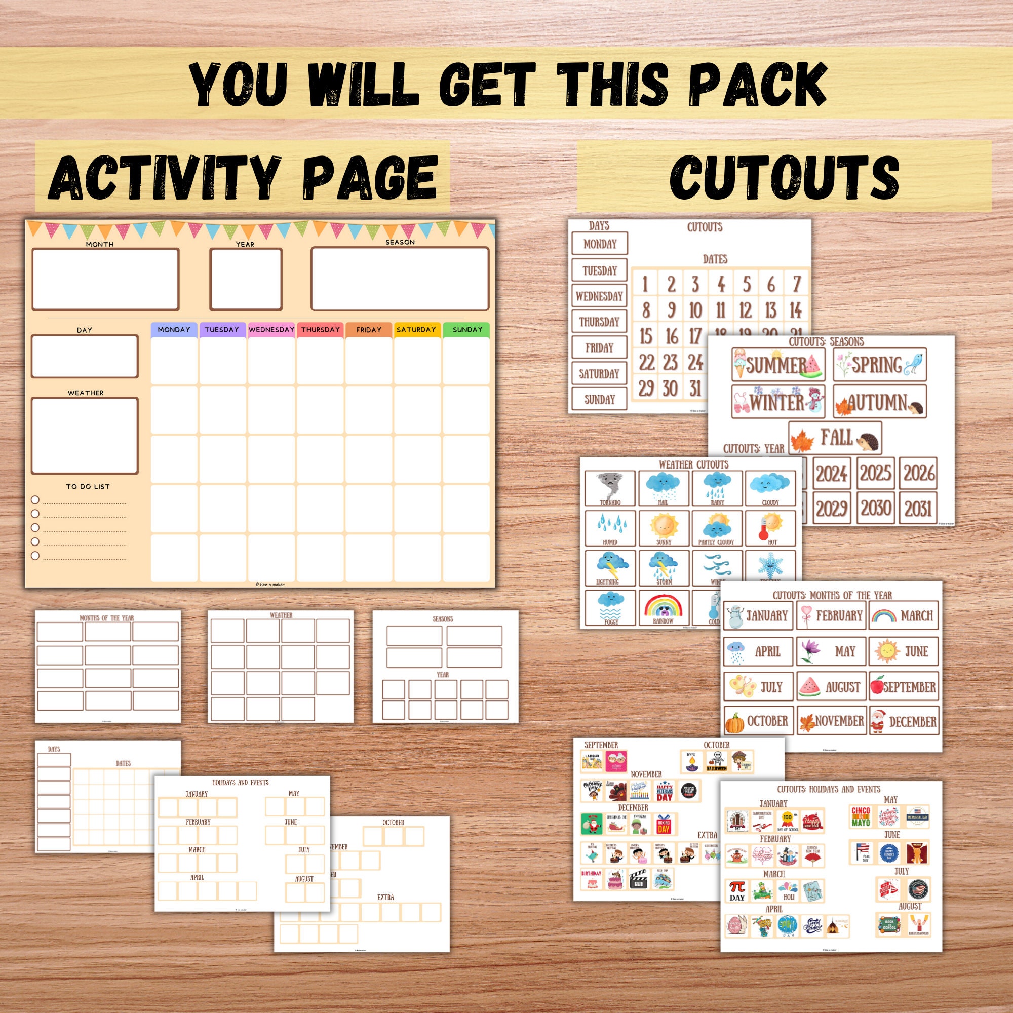 Perpetual Calendar Montessori Printable Calendar Classroom | Etsy