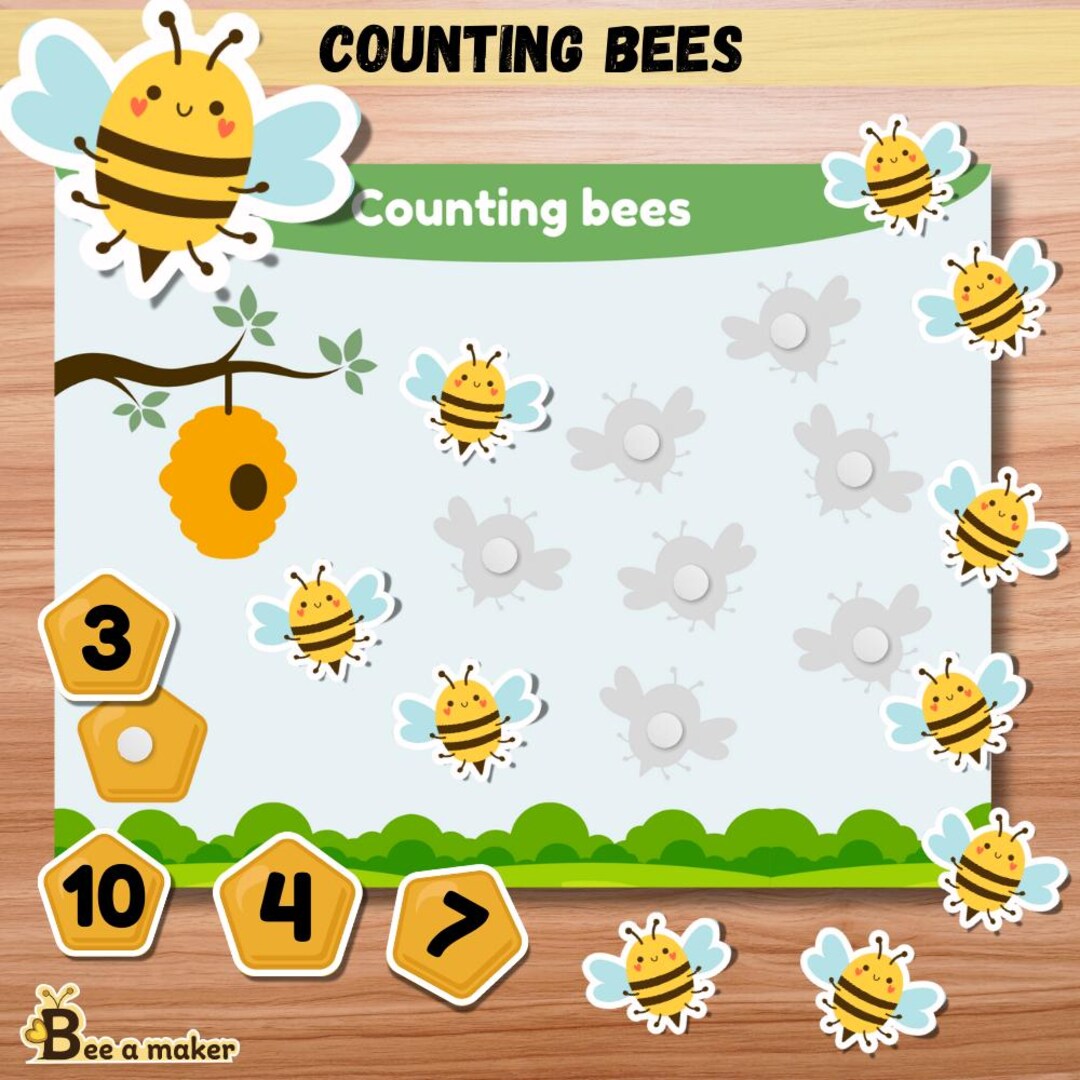 Counting Bees Busy Book Page | Printable Preschool Math Activity for ...