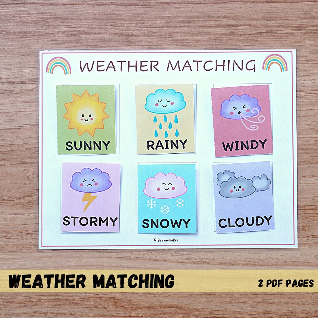 Weather Matching Busy Book Printable Pdf Page, Toddler, Preschool ...