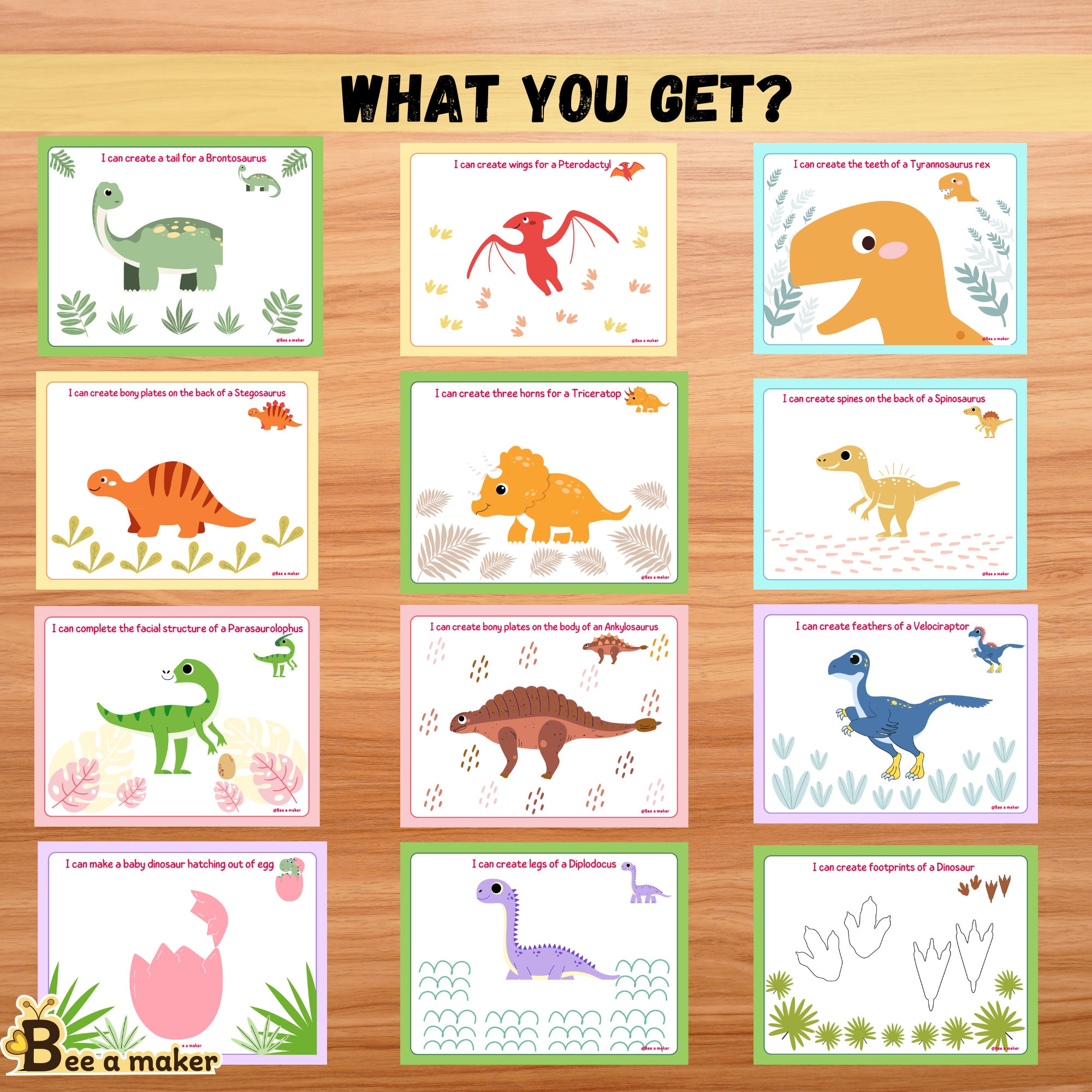 Dinosaur Playdough Mats- 12 Sets - Etsy