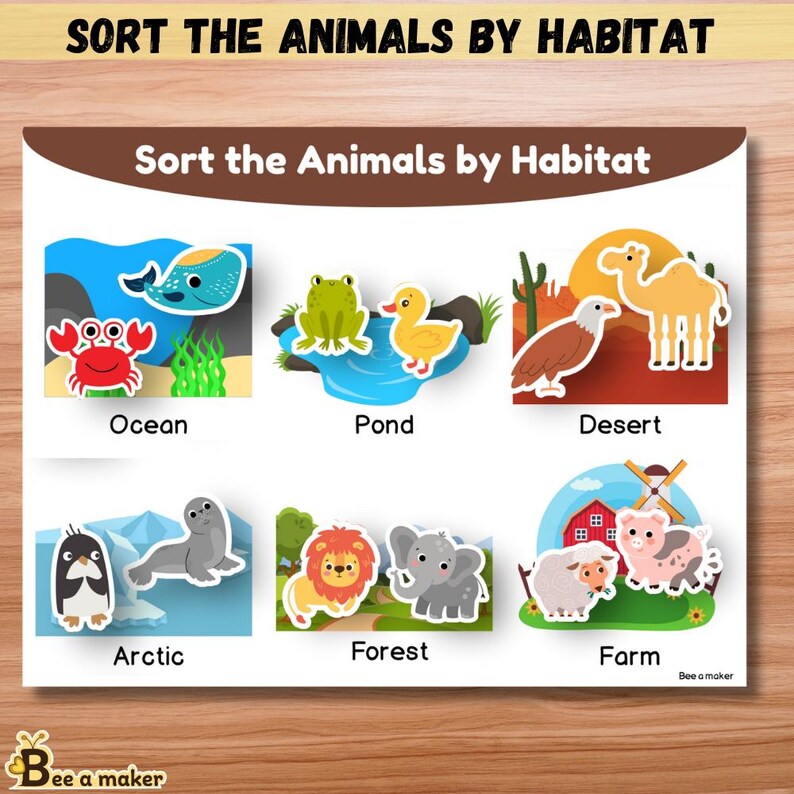Animal Habitat Sorting Busy Book Page | Sort Animals by Habitat ...