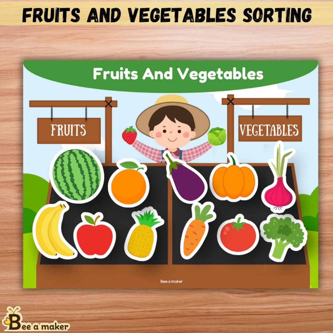 Fruits and Vegetables Sorting Busy Book Page | Toddler Learning ...