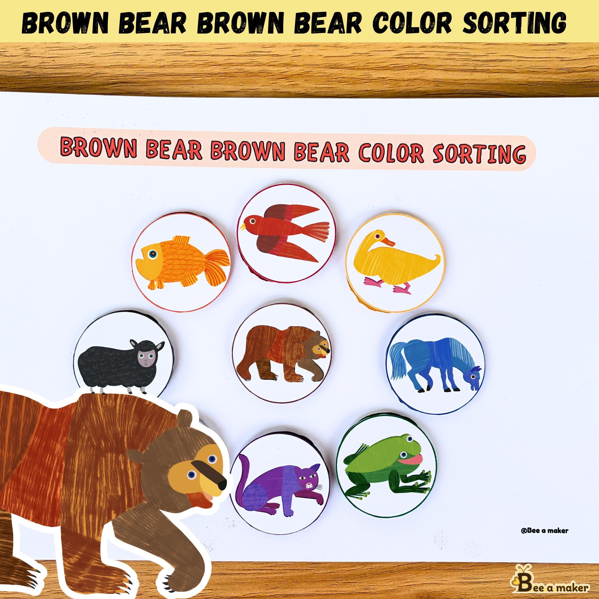 Brown Bear, Brown Bear Color Sorting Activity Busy Book Page Pdf - Etsy