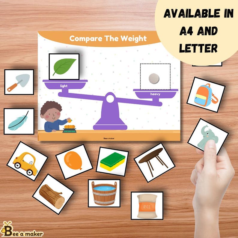 Compare the Weight | Heavy and Light Sorting Activity | Preschool Busy ...