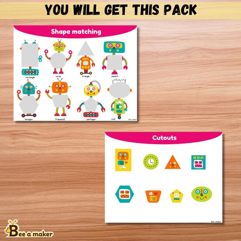 Robot Shape Matching Busy Book Activity, for Toddlers, Homeschool and ...