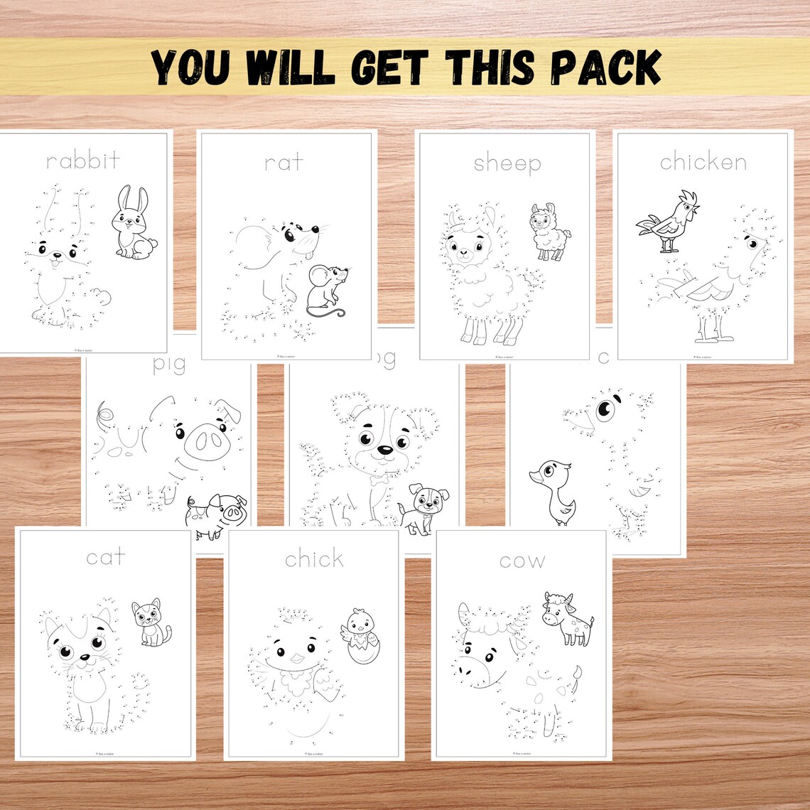 Dot to Dot Farm Animals Number Puzzle | Etsy