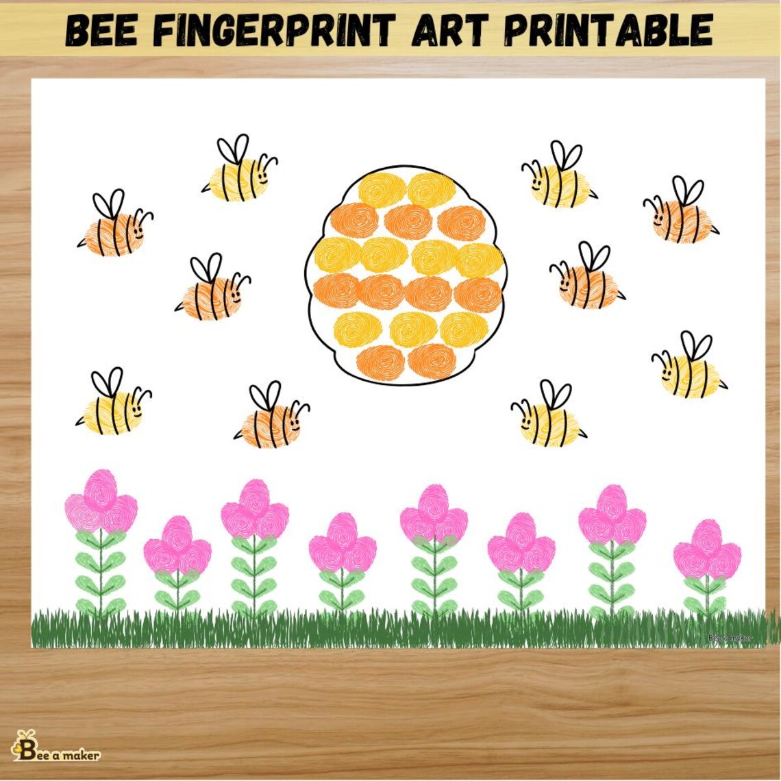 Bee Fingerprint Art for Toddlers, Preschool and Homeschool Kids ...