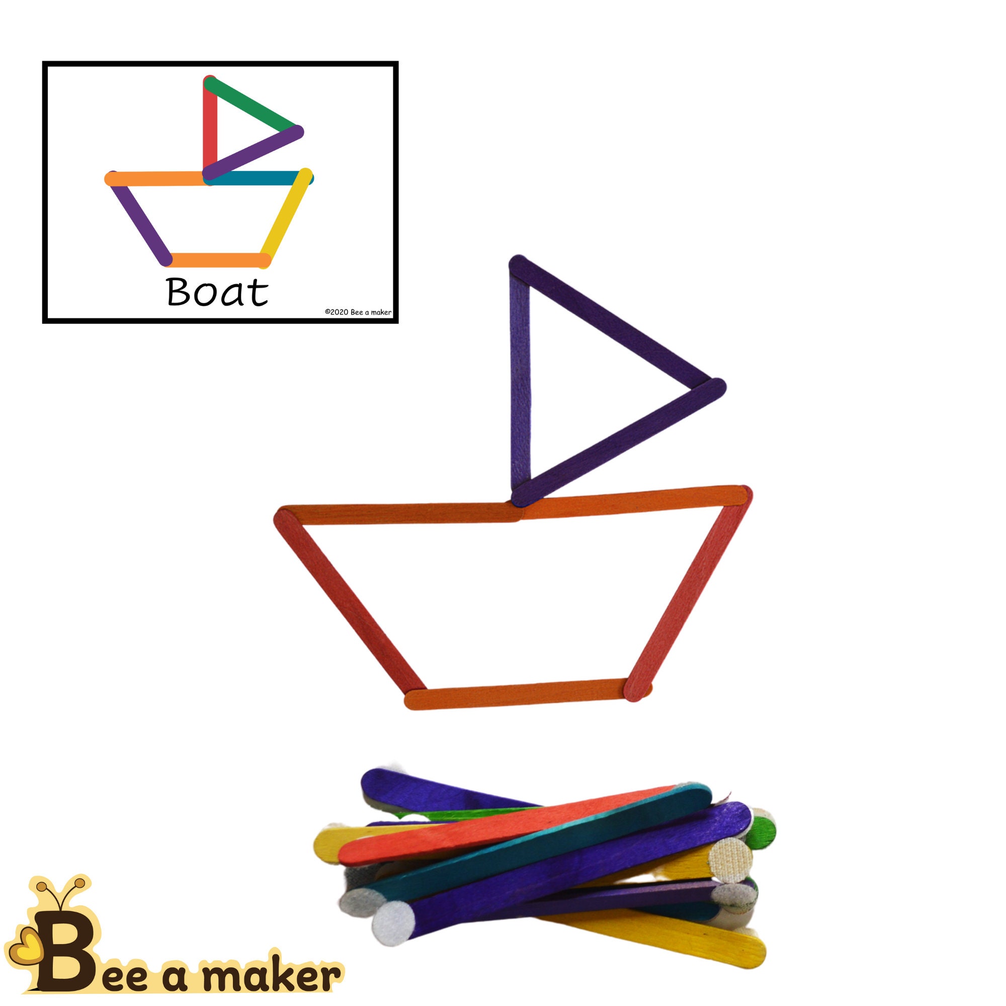 Popsicle Stick Shapes Task Cards - Etsy Ireland