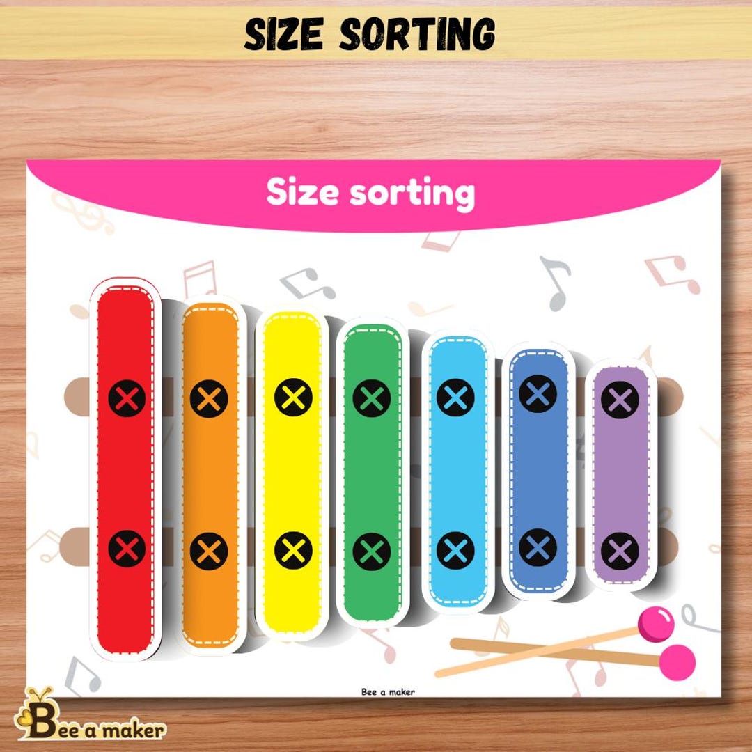 Xylophone Size Sorting Printable | Preschool Color & Size Activity ...