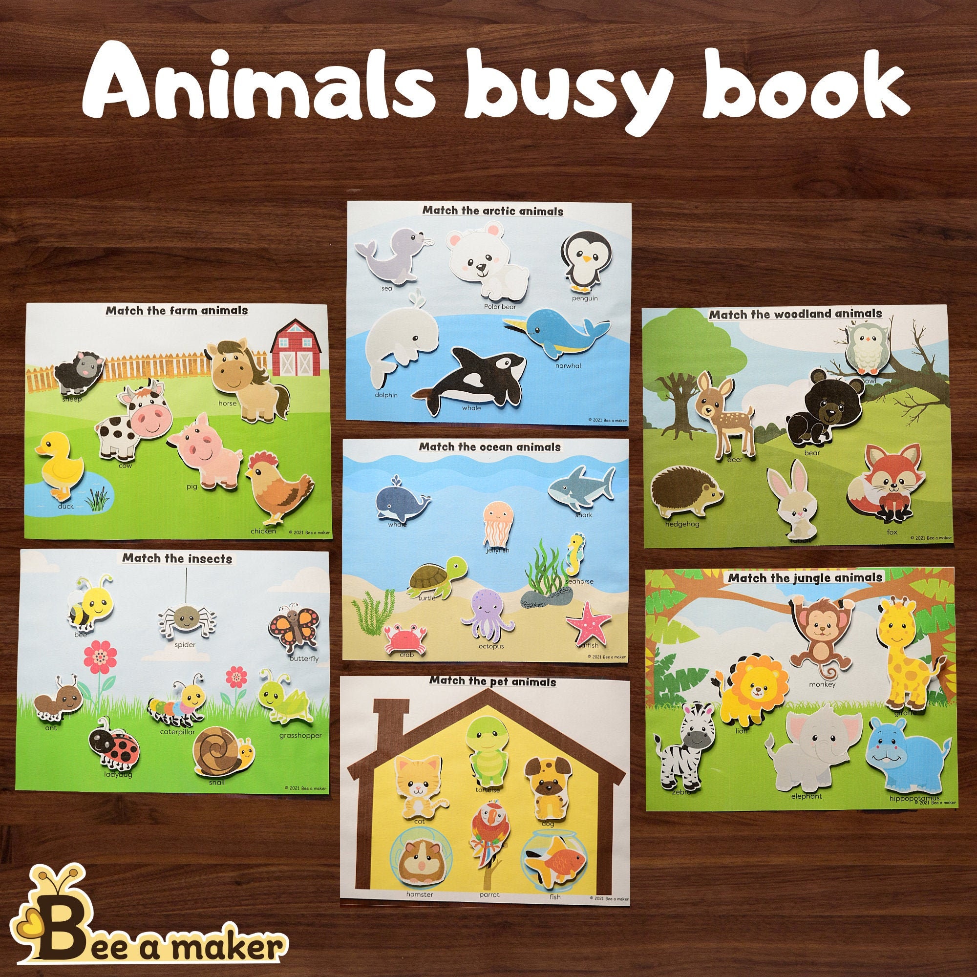 Animals Busy Book habitats Homes Babies Alphabets Names - Etsy