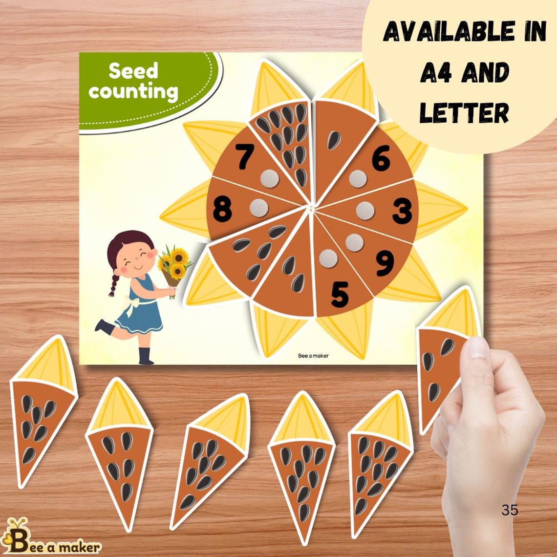 Sunflower Seed Counting Busy Book Page | Preschool Math Printable ...