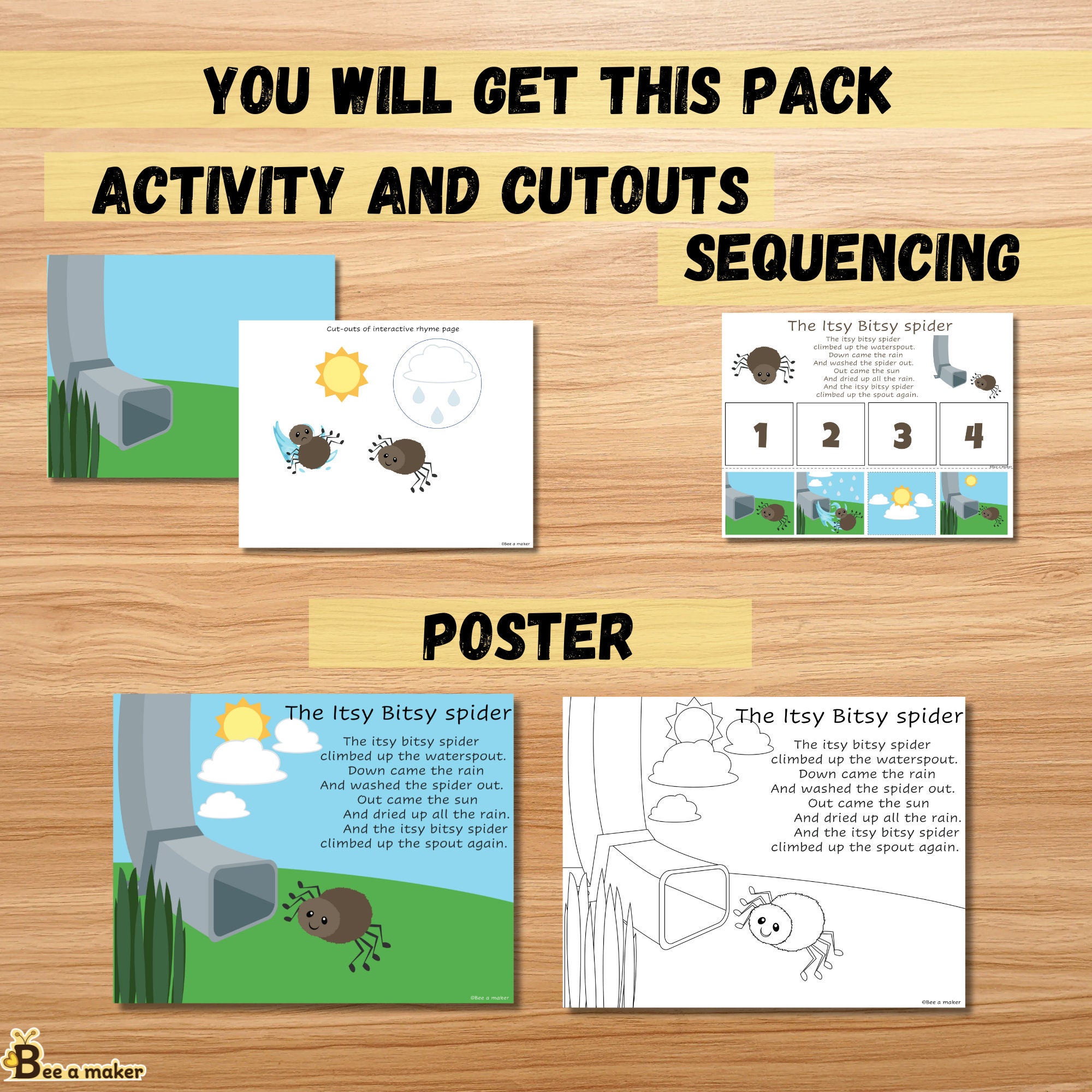 Itsy Bitsy Spider Busy Book, Sequencing and Poster - Etsy