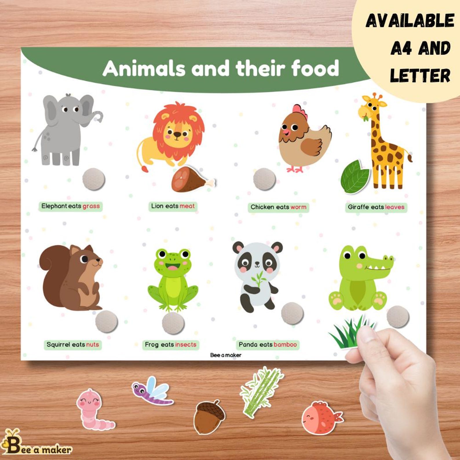 Animals and Their Food – Busy Book Matching Activity | Preschool ...