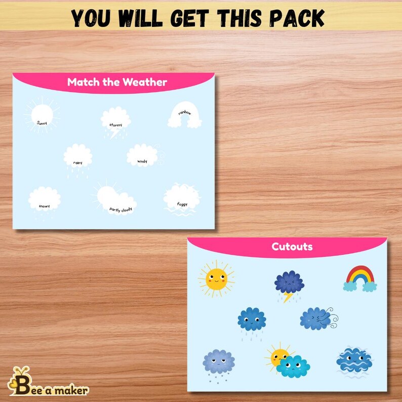Match the Weather Activity – Weather Learning Printable for Kids ...