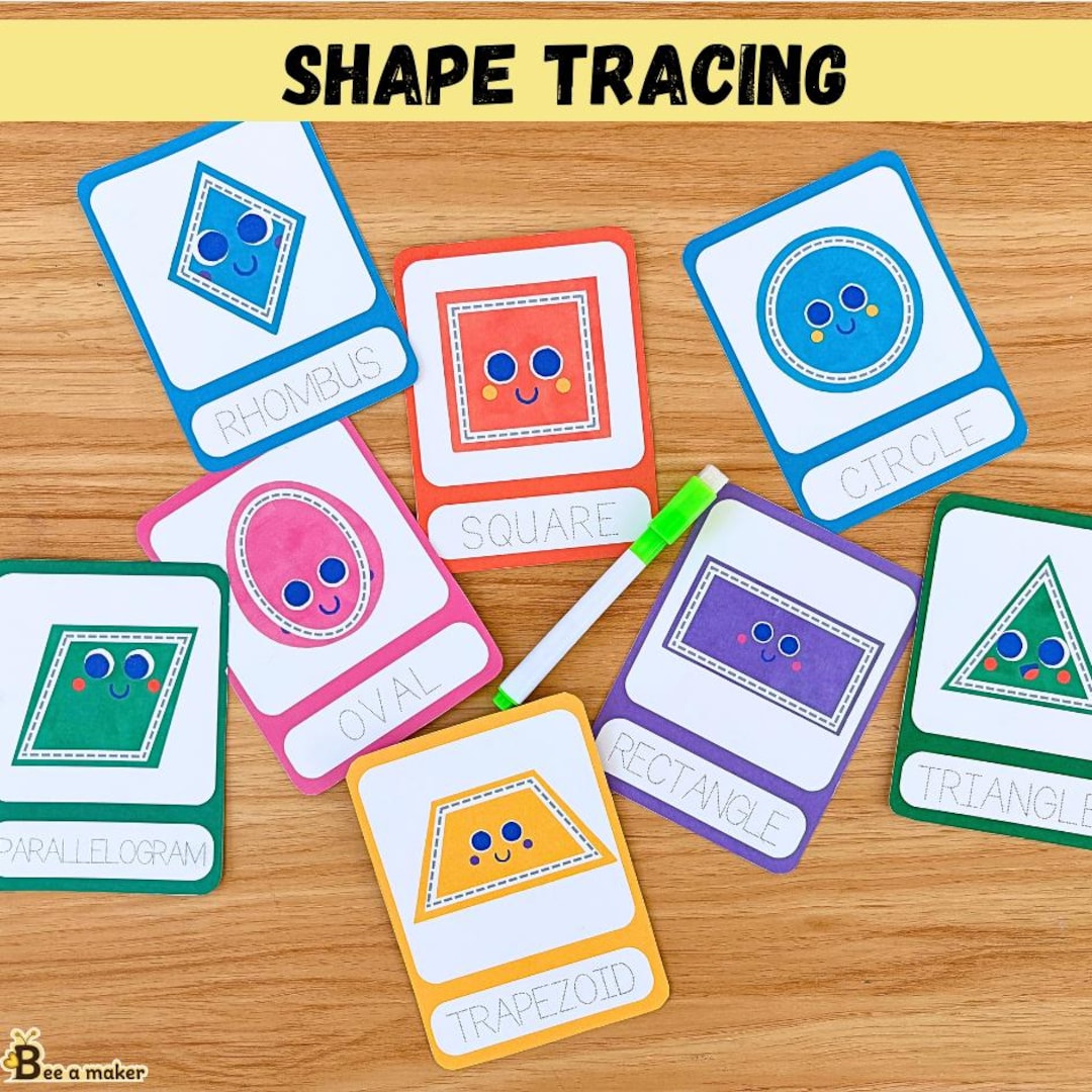 Shape Tracing Cards | Printable Geometry Shapes for Kids | Educational ...