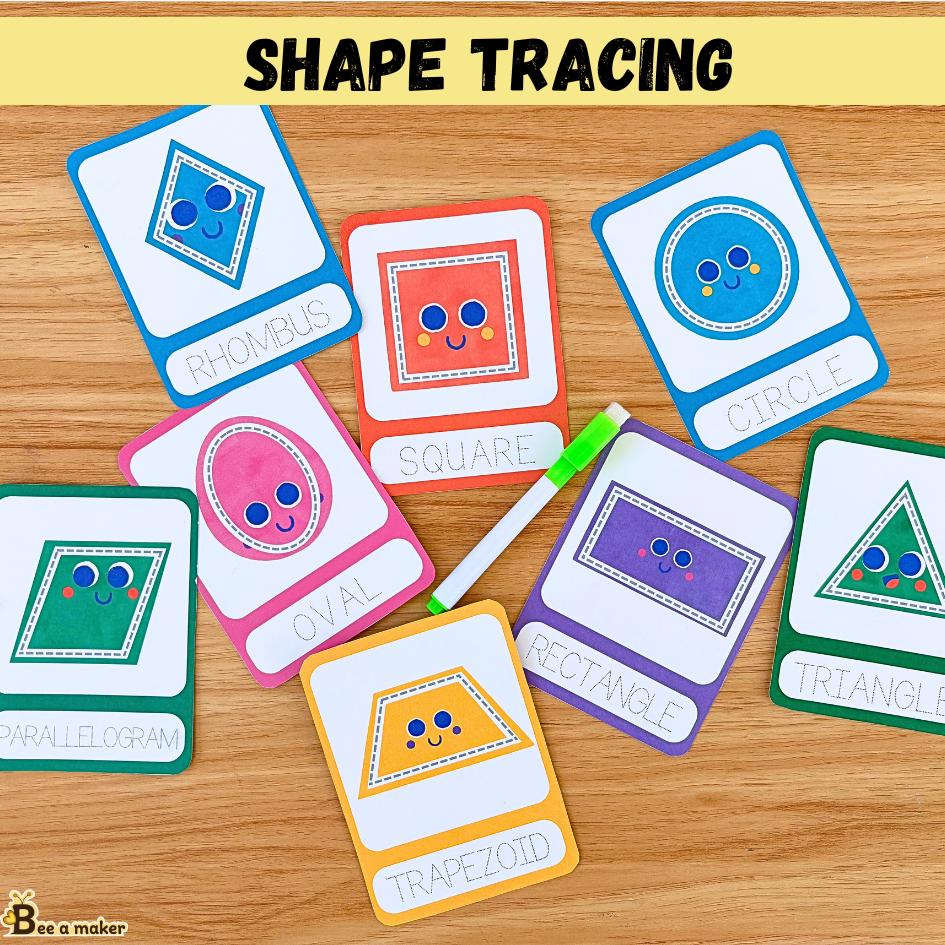 Shape Tracing Cards | Printable Geometry Shapes for Kids | Educational ...