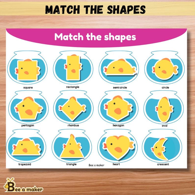 Match the Shapes Printable | Fish Shape Matching Velcro Game ...