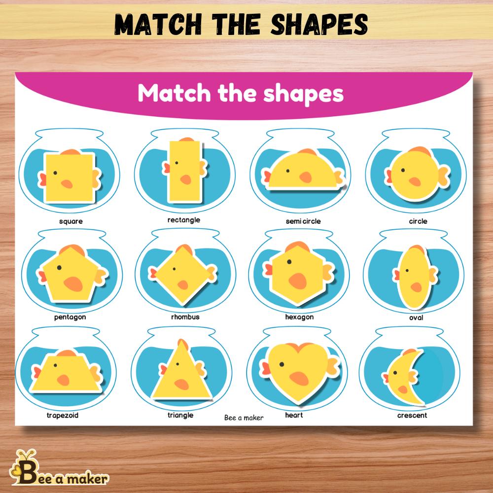 Match the Shapes Printable | Fish Shape Matching Velcro Game ...