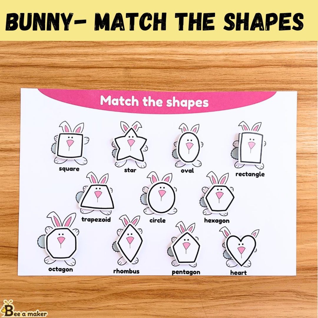 Easter or Bunny- Match the Shapes Activity - Etsy