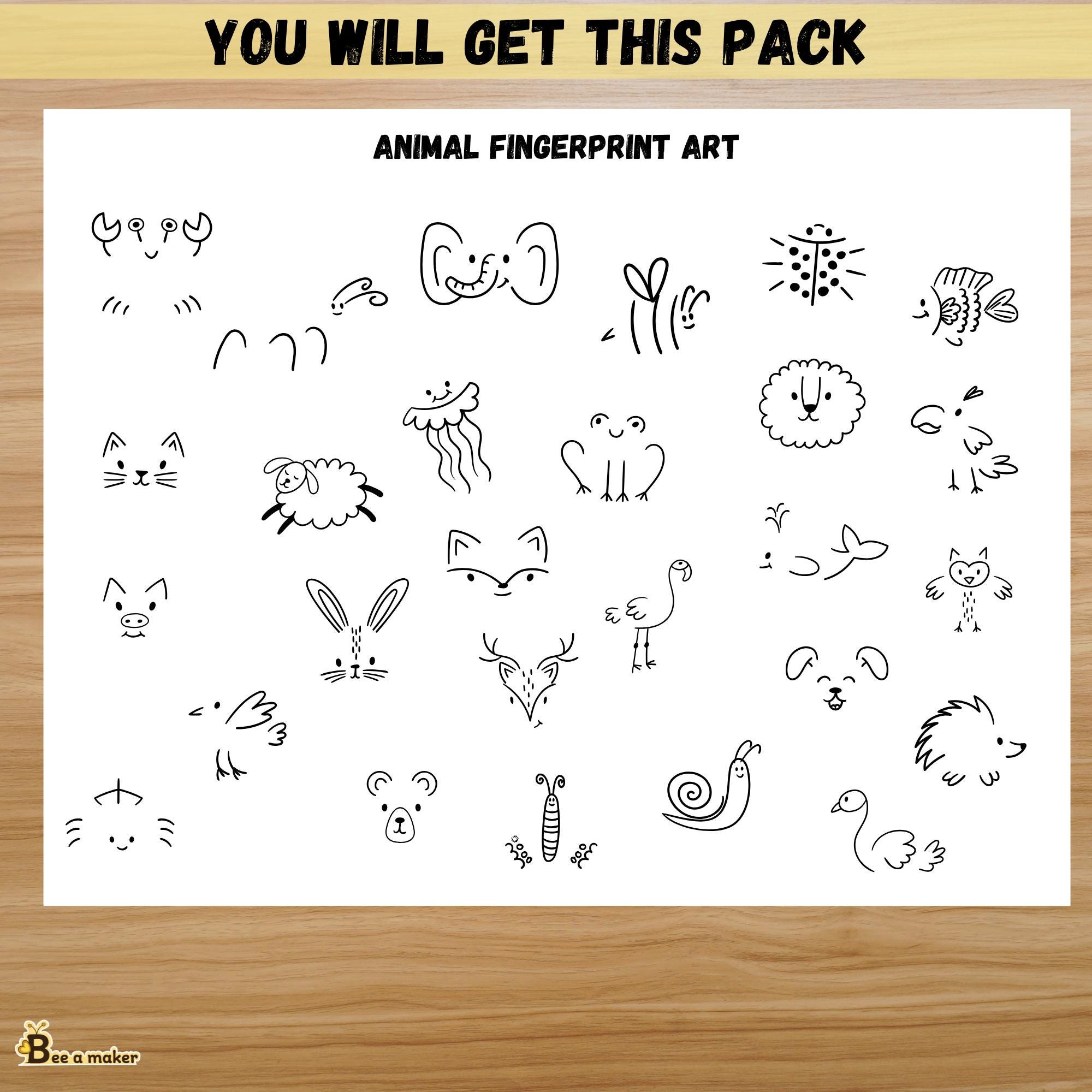 Animal Fingerprint Art, Kids Fingerprint Printables, Thumbprint Art ...