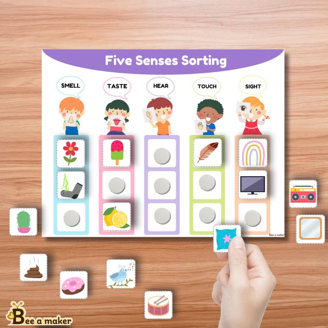 Five Senses Sorting Activity Busy Book Page | Montessori-inspired ...
