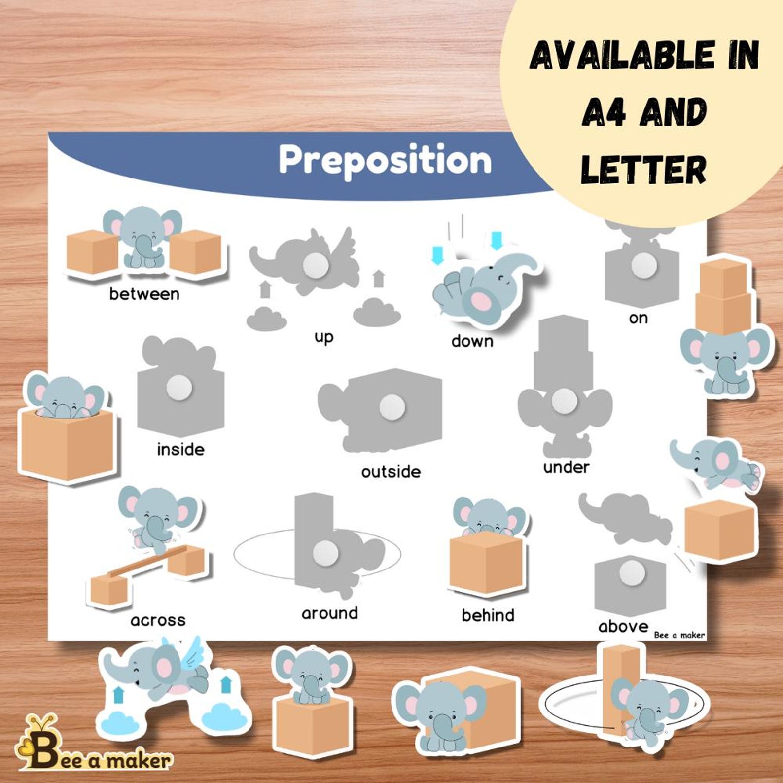 Preposition Matching Activity Printable | Learn Prepositions With ...