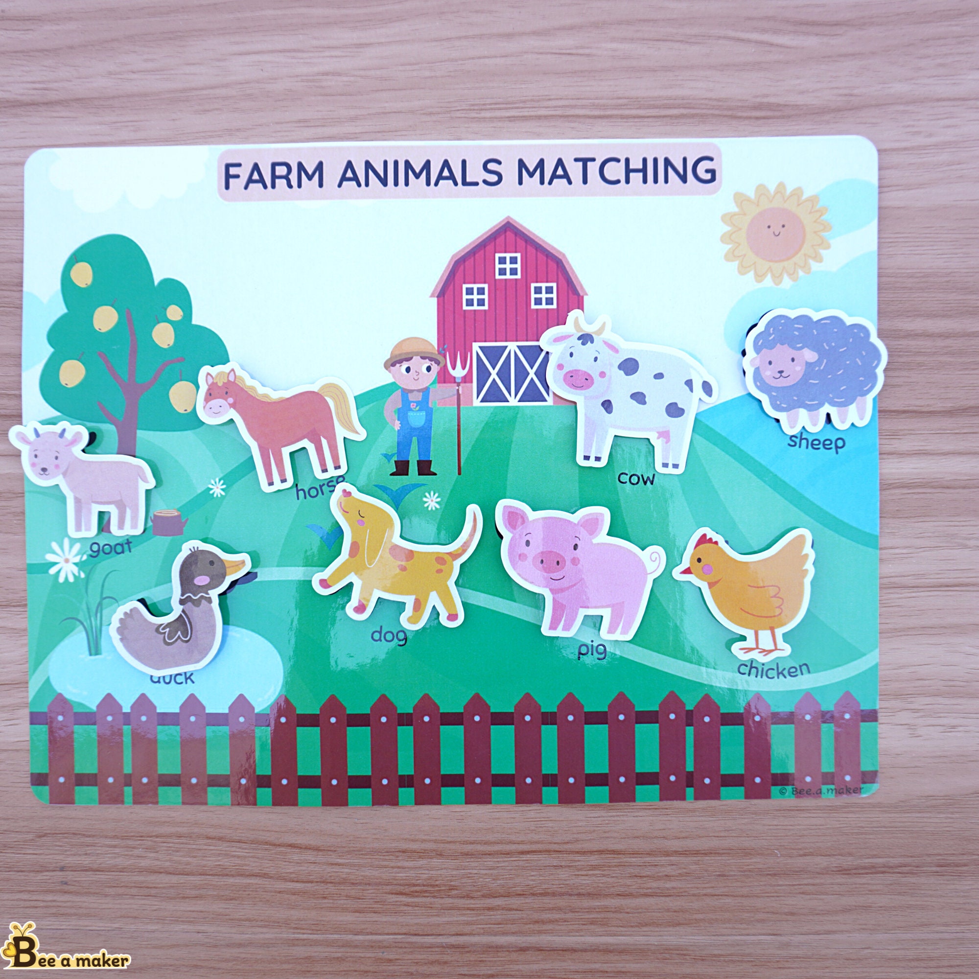 Farm Animals Matching Busy Book Printable Page, Toddler, Autism ...