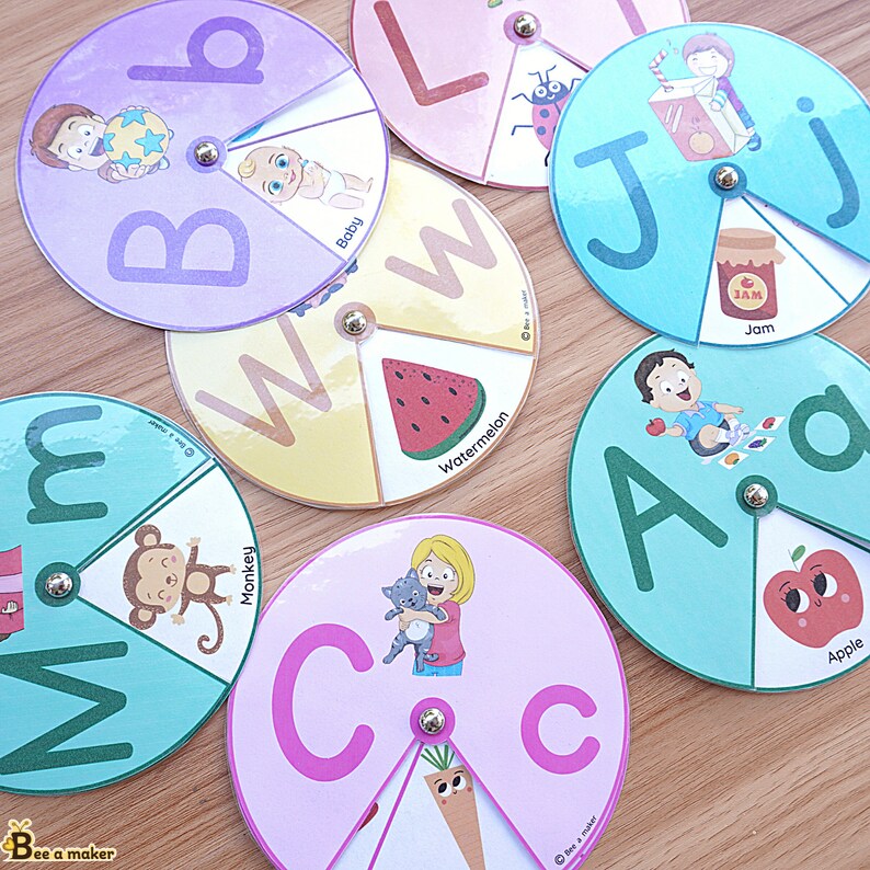 Alphabet Spinner- Uppercase and Lowercase Alphabet Spinner - Etsy