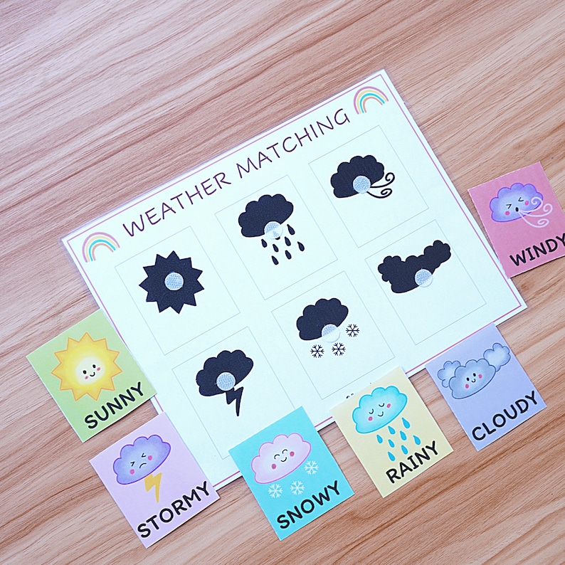 Weather Matching Busy Book Printable Pdf Page Toddler - Etsy