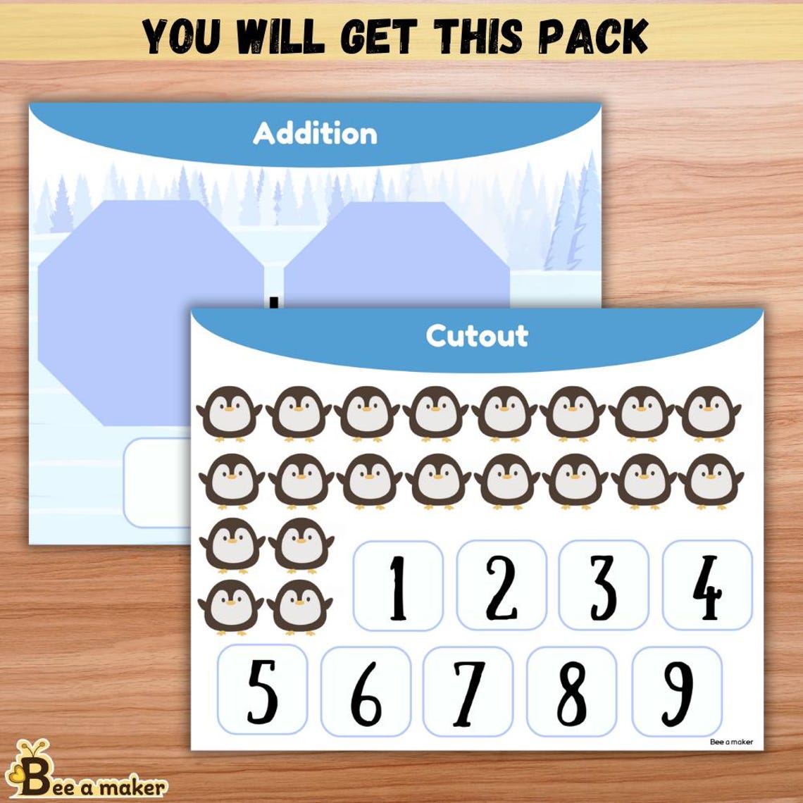 Penguin Addition Math Game | Winter Preschool Activity | Printable ...
