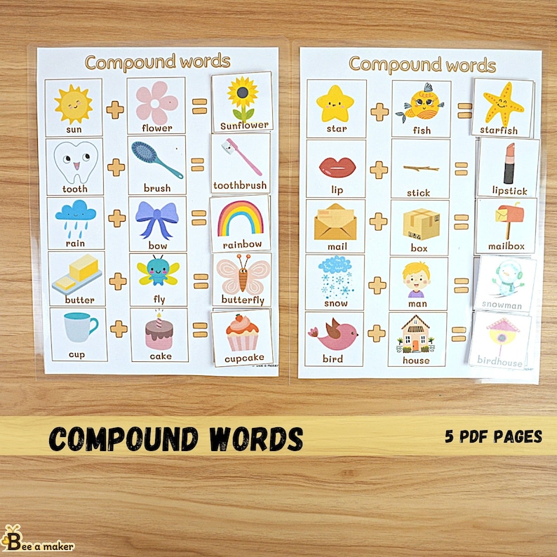 Compound Words Busy Book Printable Pages, Toddler, Preschool ...