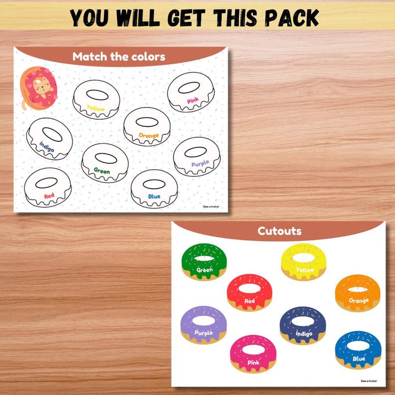 Printable Color Matching Donut Game | Busy Book Page for Toddlers ...