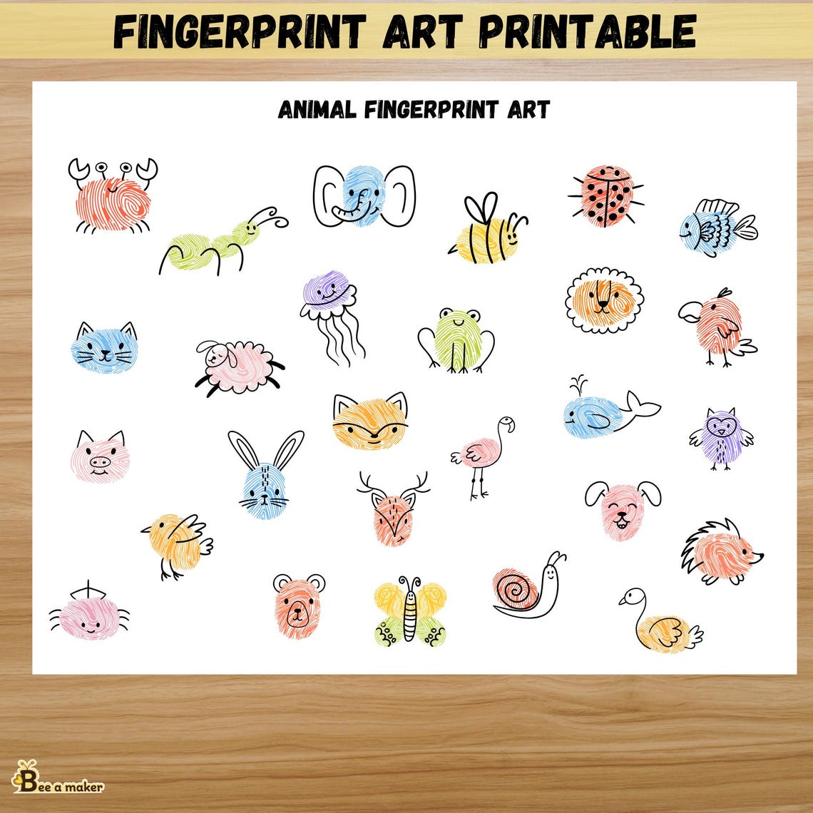 Animal Fingerprint Art, Kids Fingerprint Printables, Thumbprint Art ...