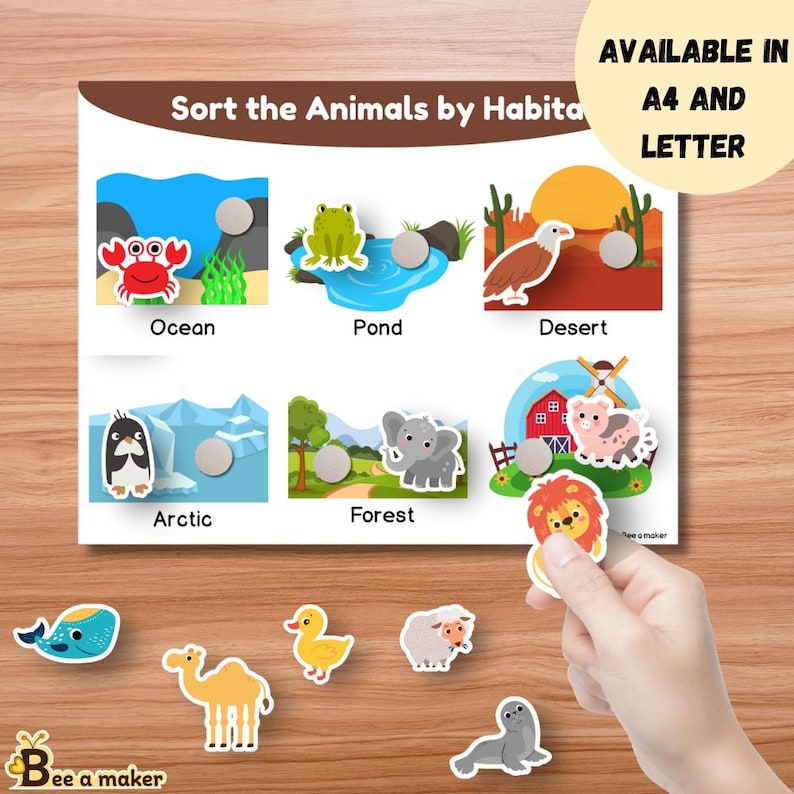 Animal Habitat Sorting Busy Book Page | Sort Animals by Habitat ...