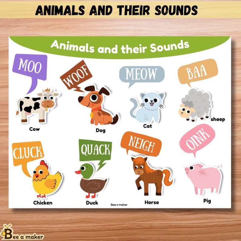 Animals and Their Sounds Busy Book Page | Animal Sound Matching ...