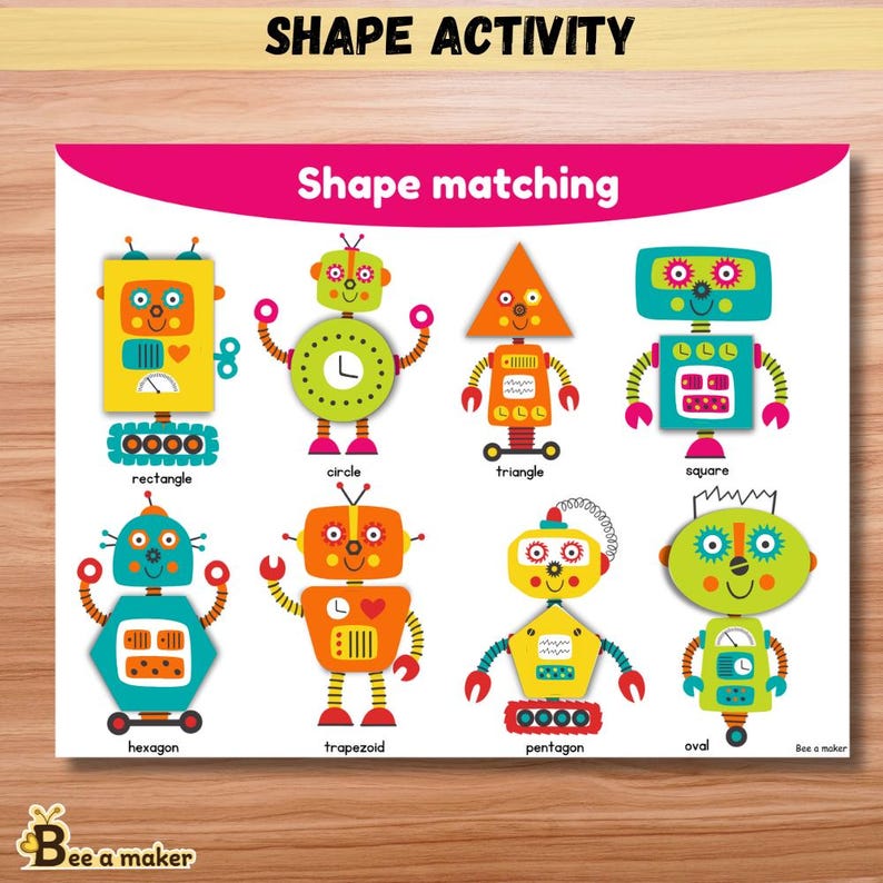 Robot Shape Matching Busy Book Activity, for Toddlers, Homeschool and ...