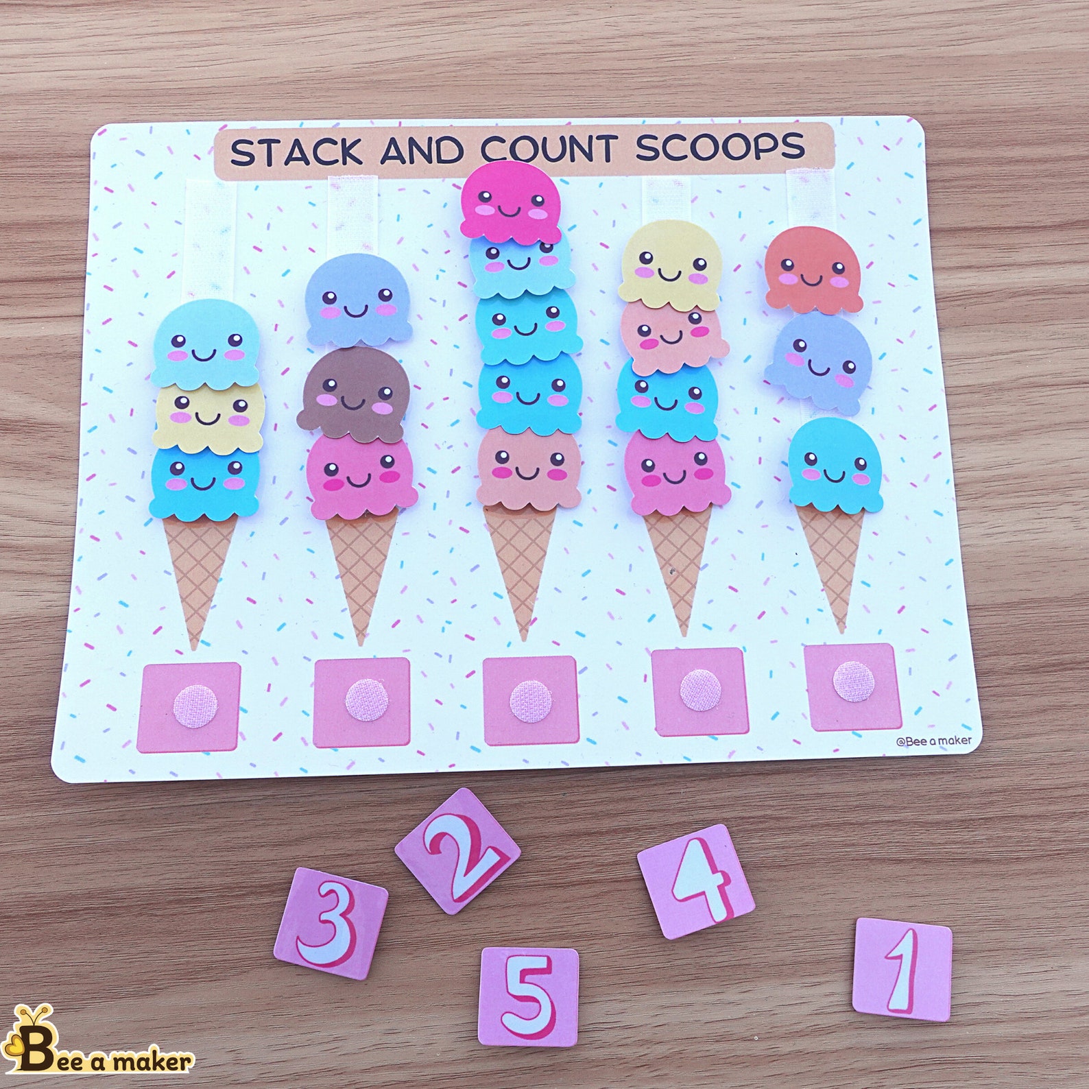 ICECREAM SCOOP COUNT Summer Busy Book Printable Pdf Page, Toddler ...