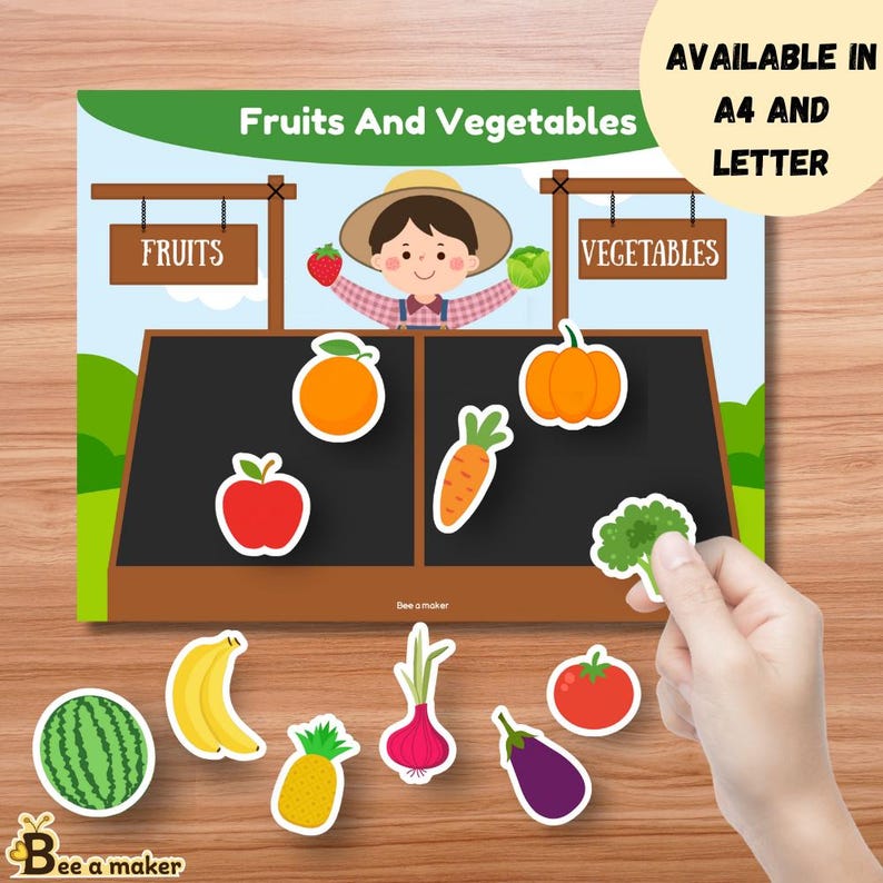 Fruits and Vegetables Sorting Busy Book Page | Toddler Learning ...