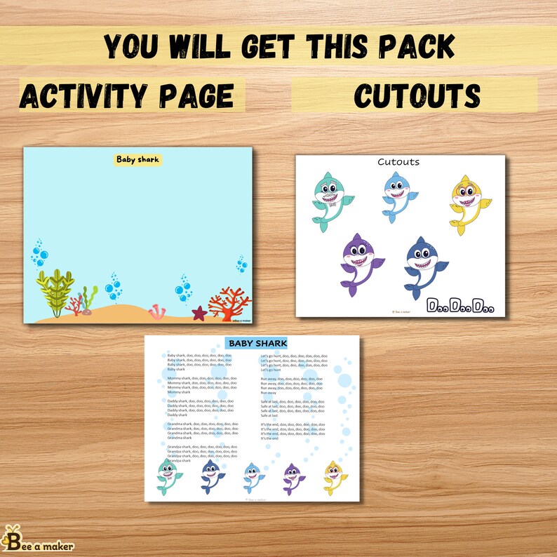 Baby Shark Nursery Rhyme Song Busy Book Printable Page, Preschool ...