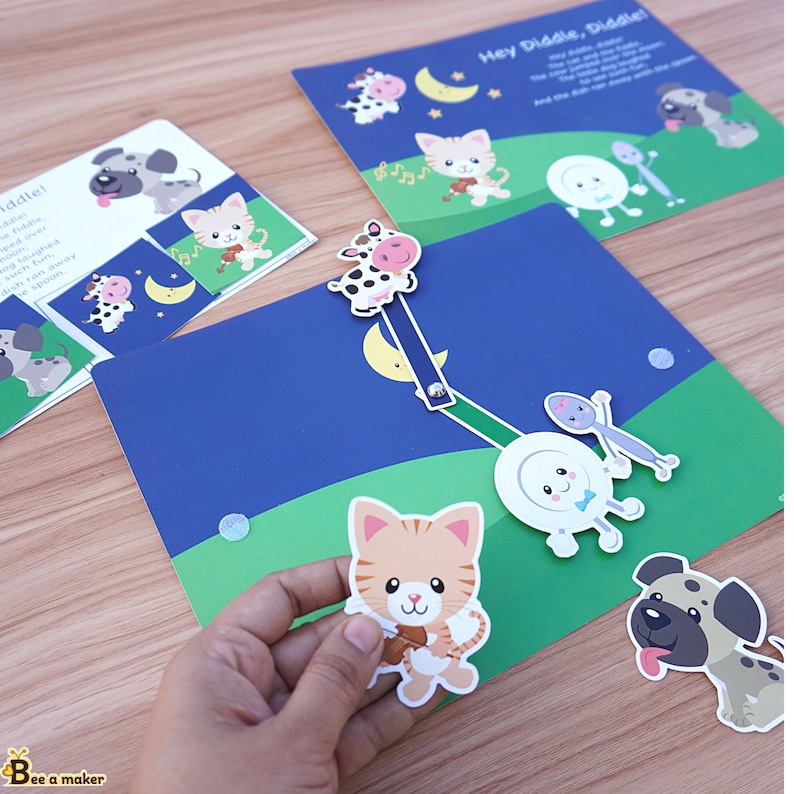 Hey Diddle Diddle, Nursery Rhyme Busy Book Printable Pdf Pages, Nursery ...